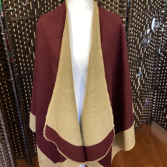 High Quality | Sweaters | Copy Slit Striped Large Cape Shawl ...